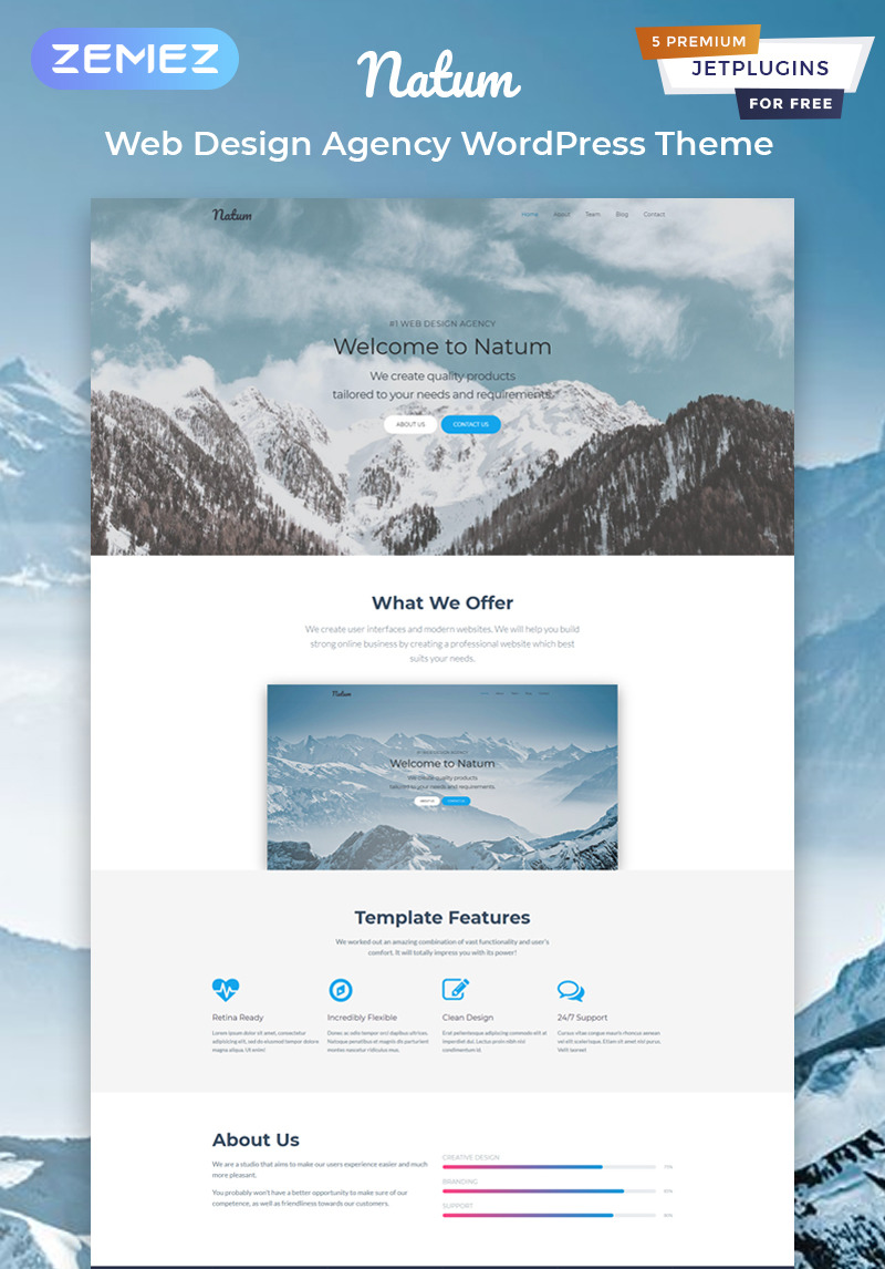 Natum - Web Design Multipurpose Modern Elementor WordPress Theme #81576