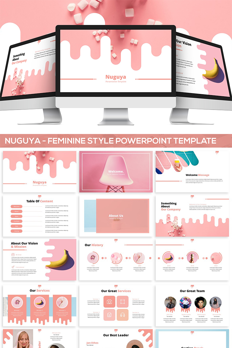 Nuguya - Feminine Style Powerpoint Template PowerPoint Template #82017