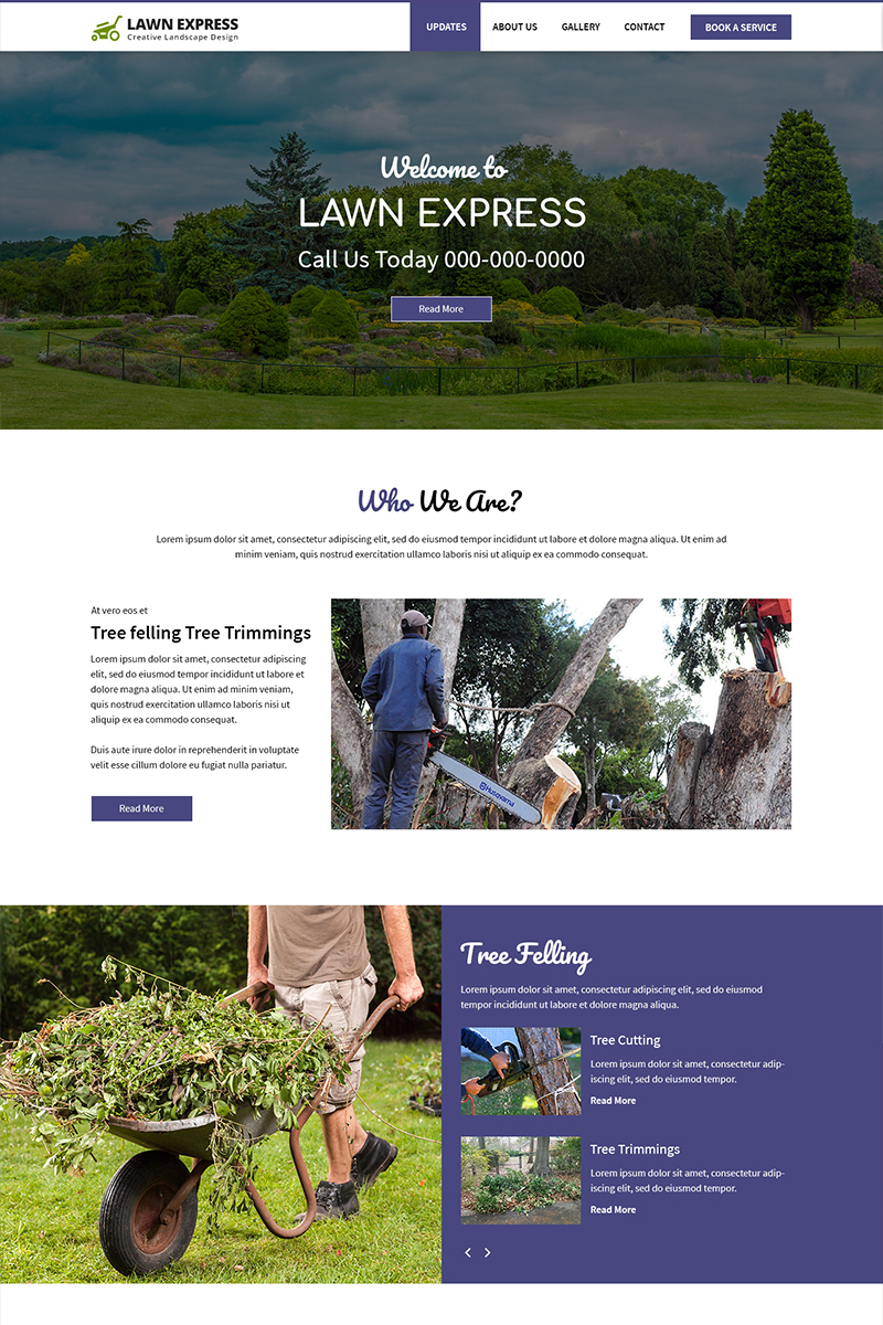 Lawn Express - Tree Services Company PSD Template #82322