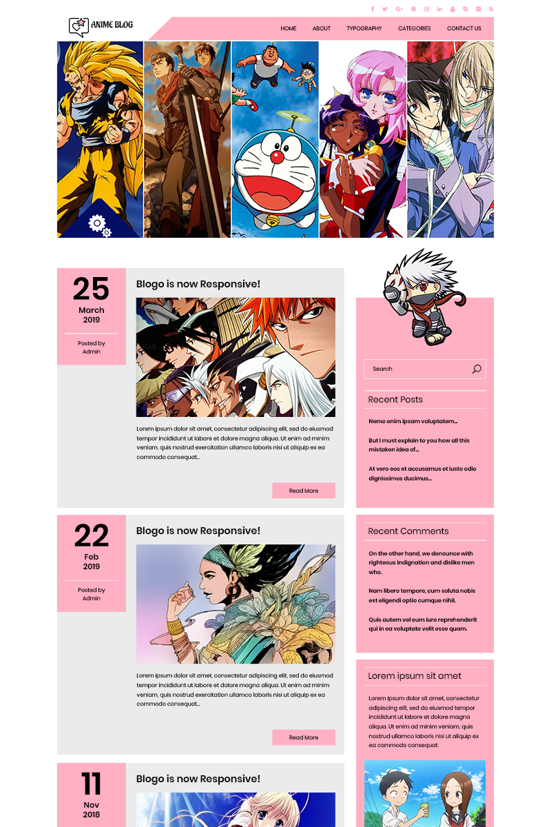 Anime Blog - Manga Cartoon Blogger Template Photoshop №82659