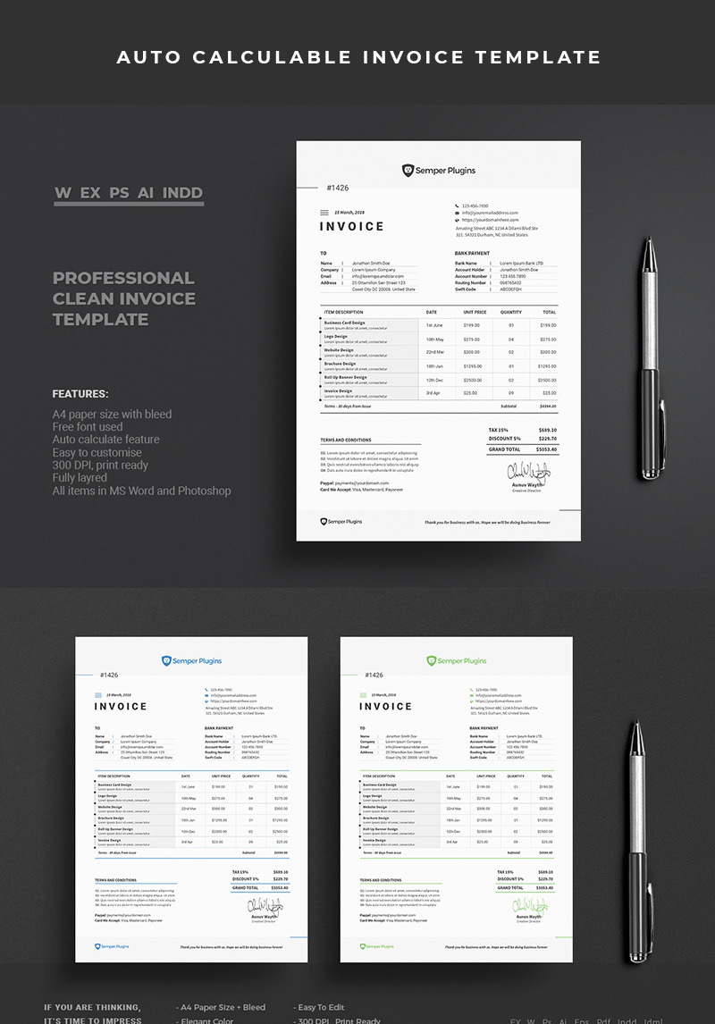 Invoice | Bill | Cash Memo Corporate Identity Template #82668