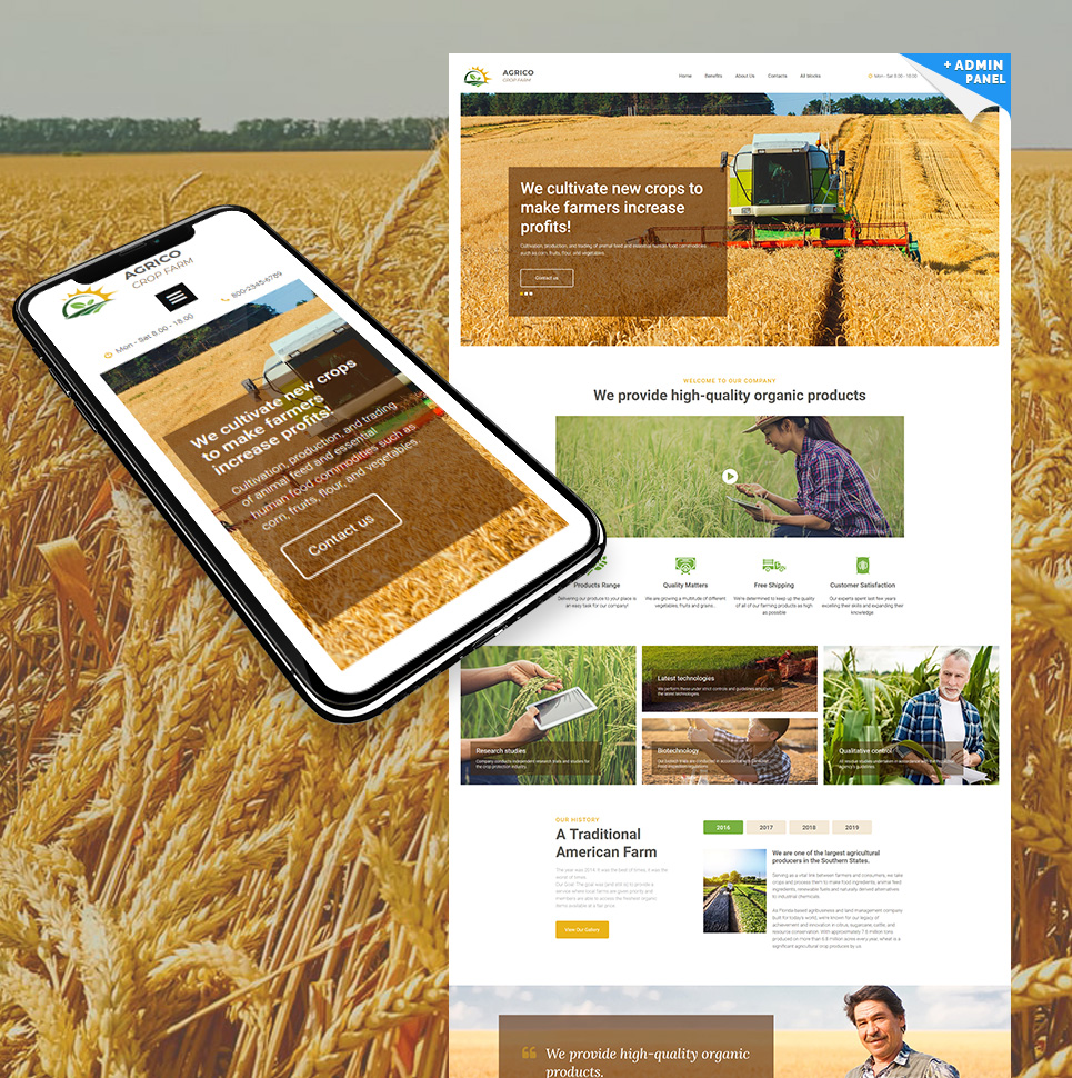 Agrico - Crop Farm Landing Page Template #82945