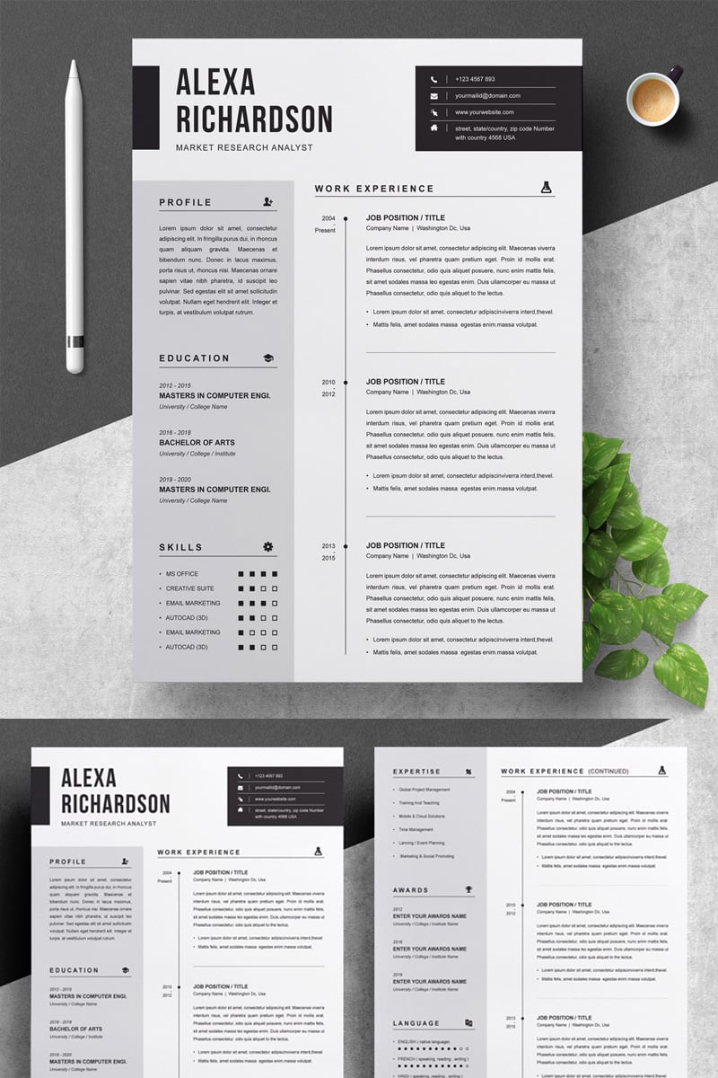 Plantillas de CV | Curriculum Vitae Plantilla | TemplateMonster