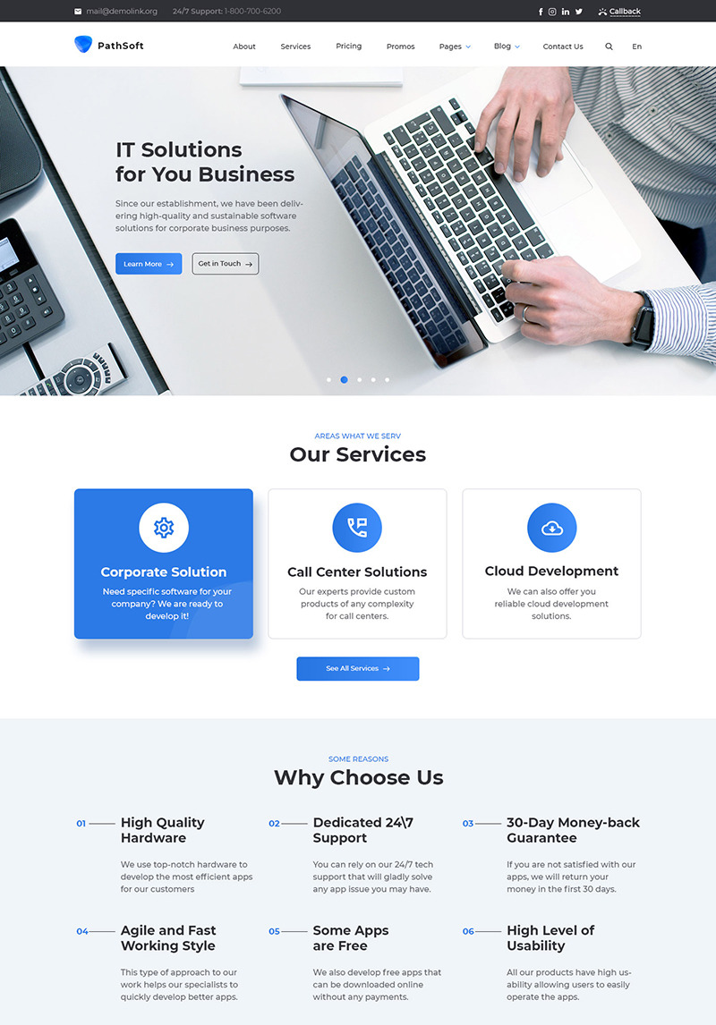 PathSoft - IT Solutions for Your Business Services Website Template #83414