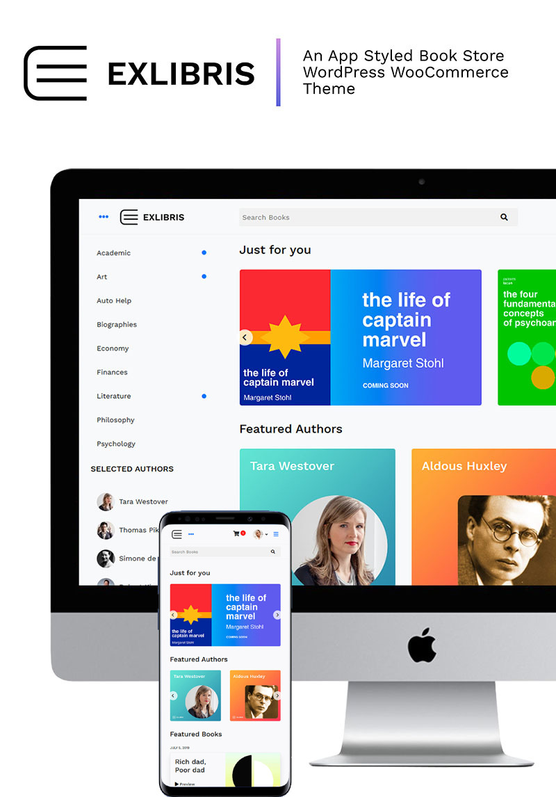 EXLIBRIS - Book Store App Styled WooCommerce Theme #84045