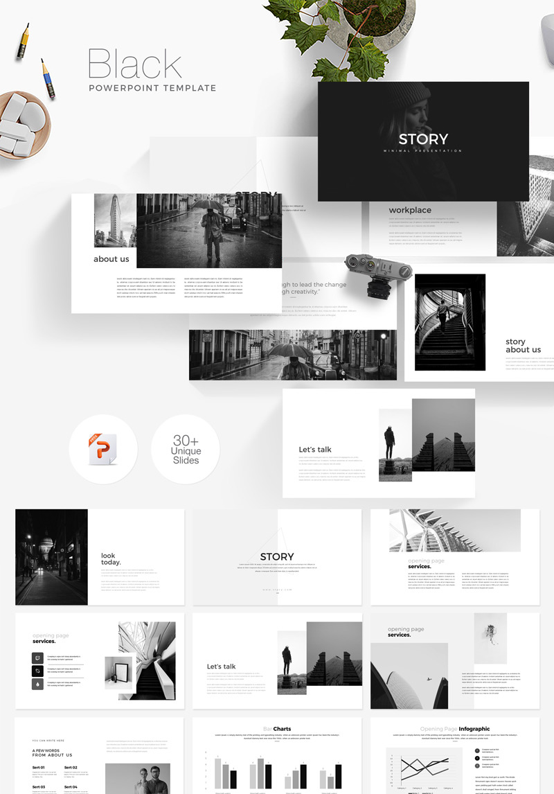 Black Presentation PowerPoint Template #86830