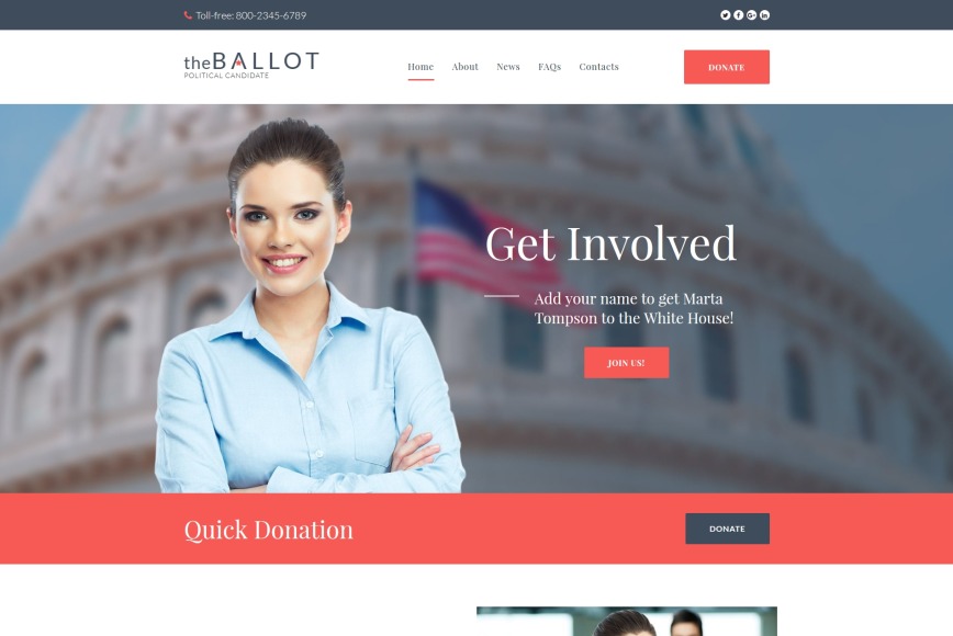 Politician Website Template for Political Candidate Website - MotoCMS