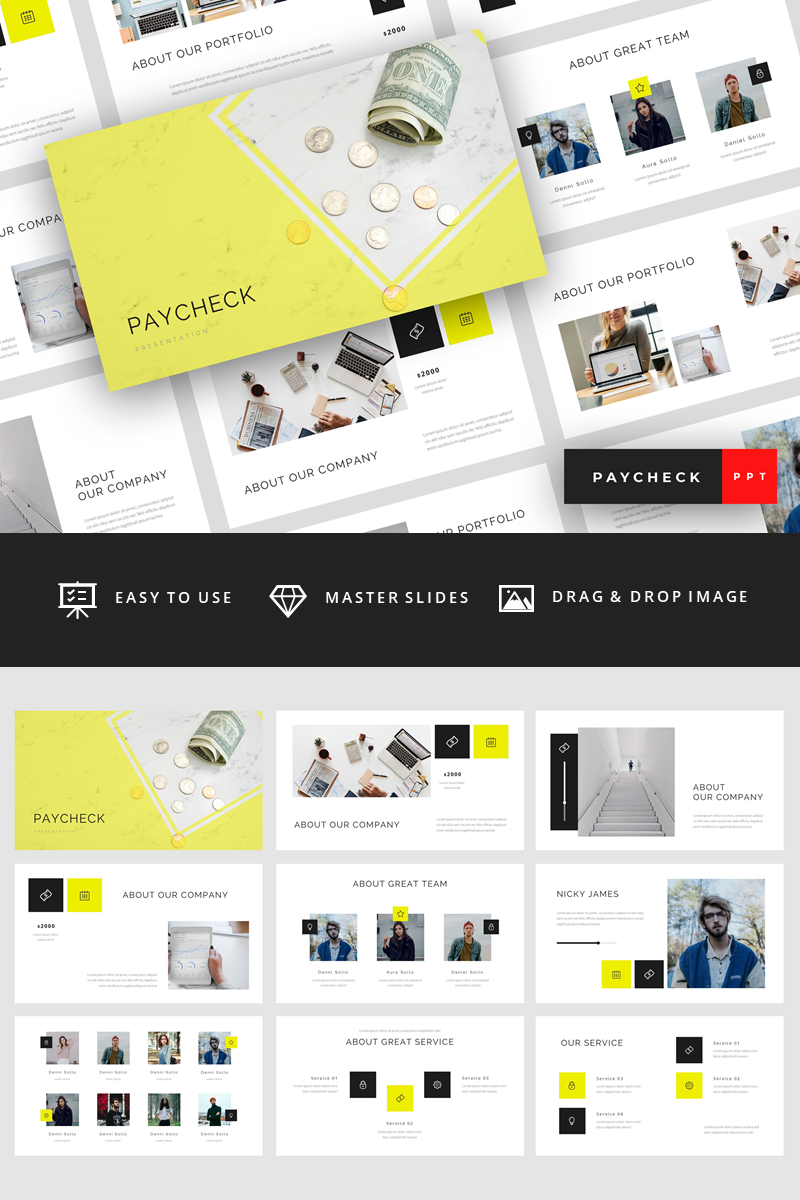 Paycheck - Finance Presentation PowerPoint Template #88125