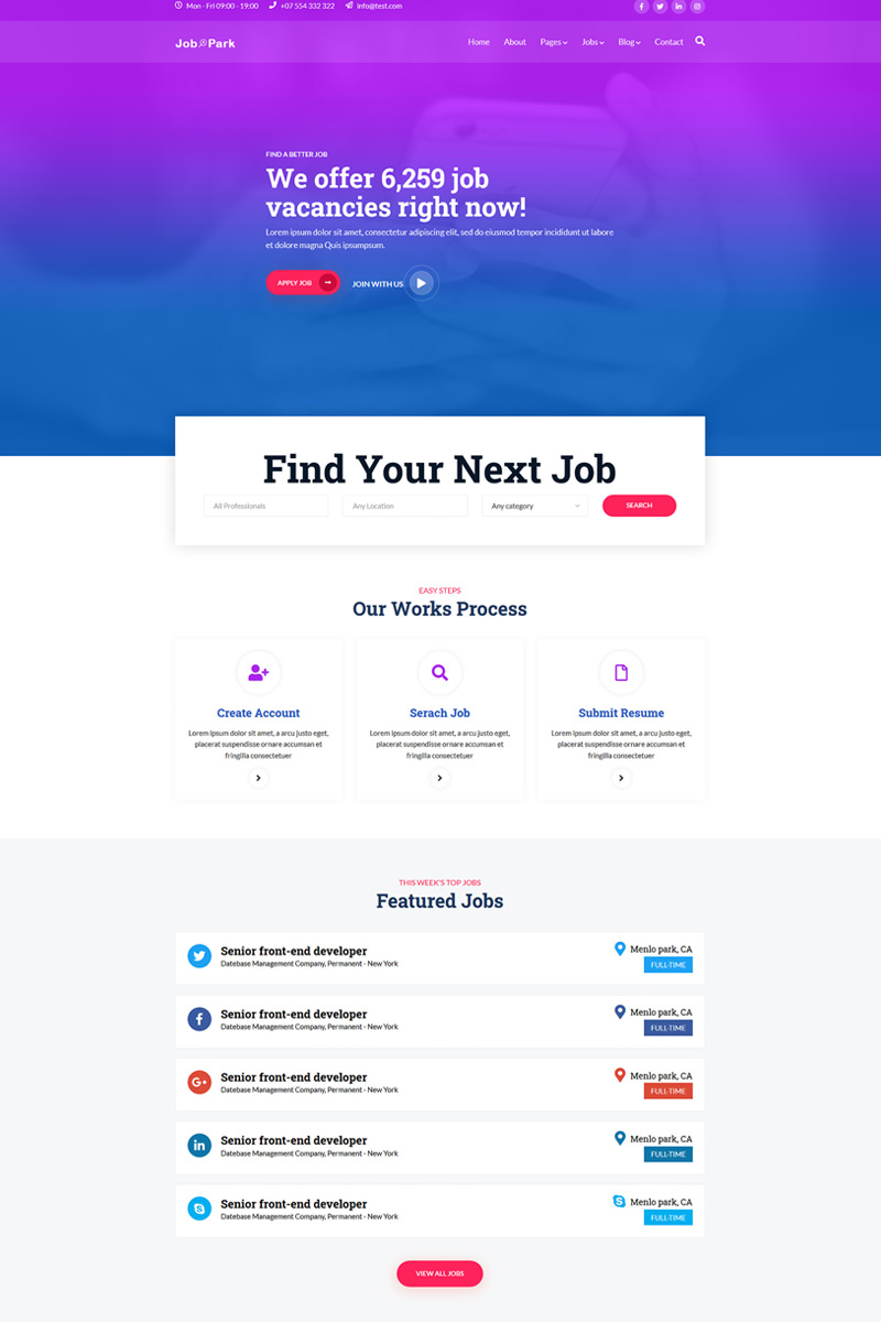 Jobpark Website Template - Job Portal - HTML5 минималистичный шаблон