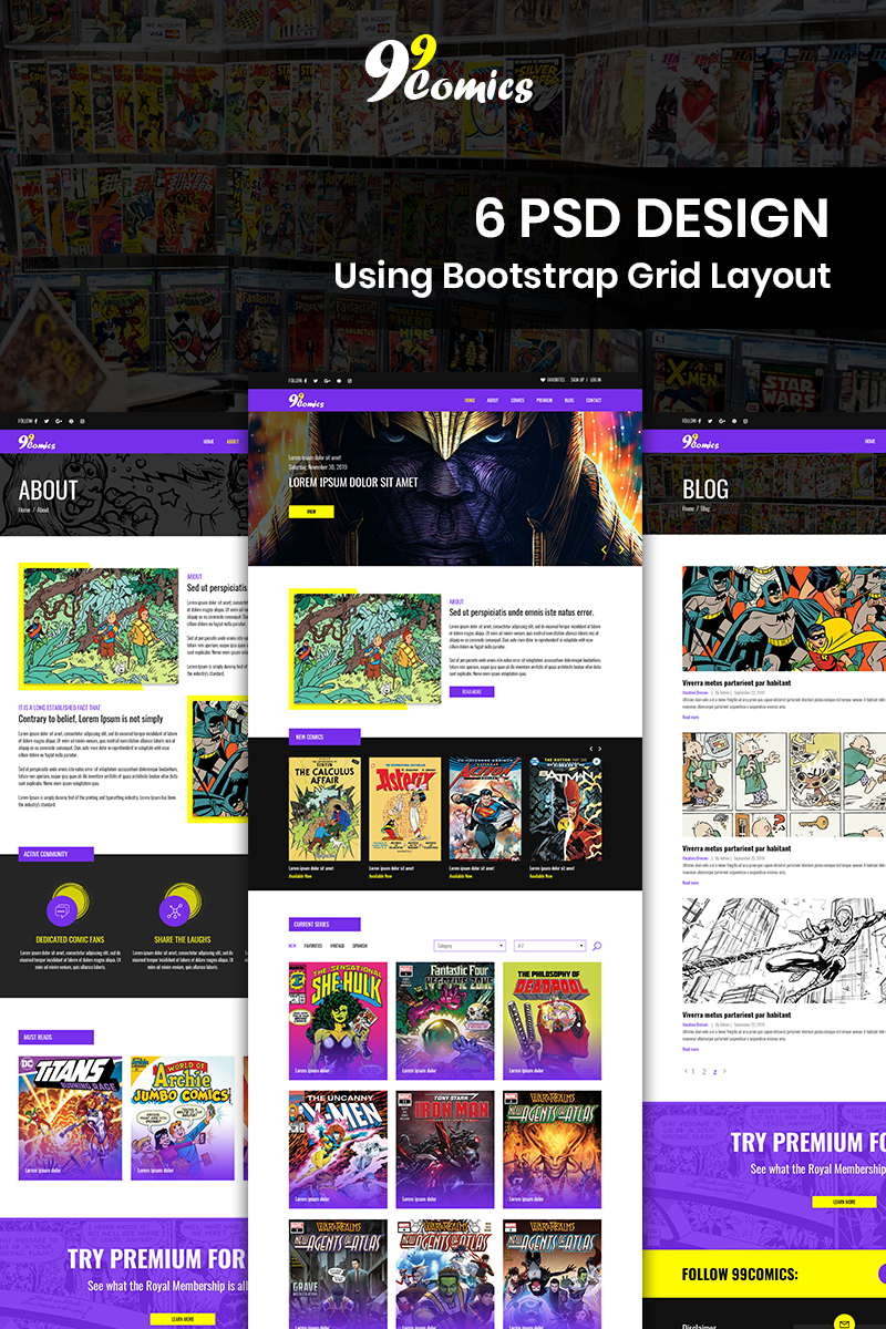 99 comics - Comics PSD Template #92482