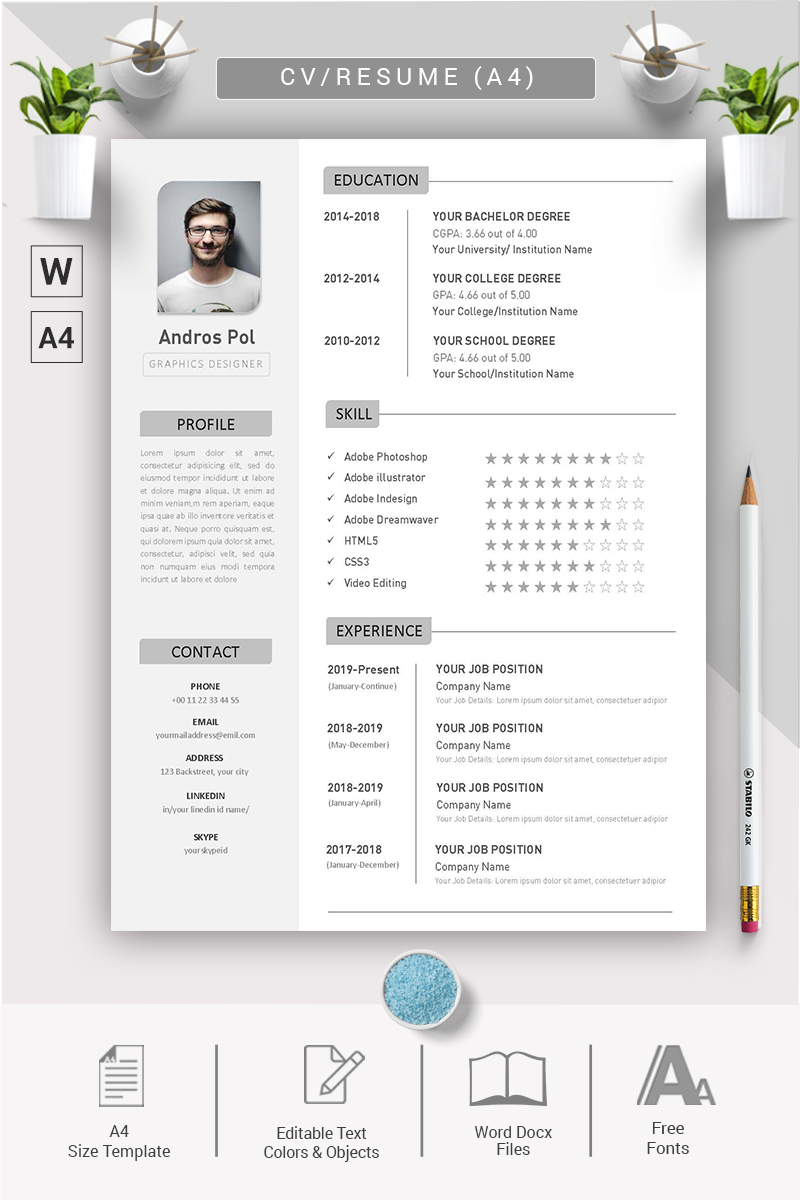 Plantillas de CV | Curriculum Vitae Plantilla | TemplateMonster
