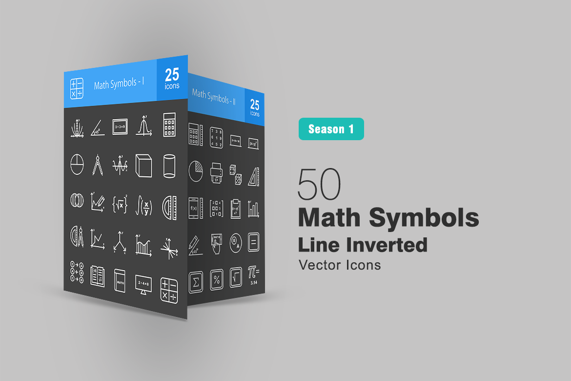 Download 50 Math Symbols Line Inverted Icon Set - Набор иконок на тему ...