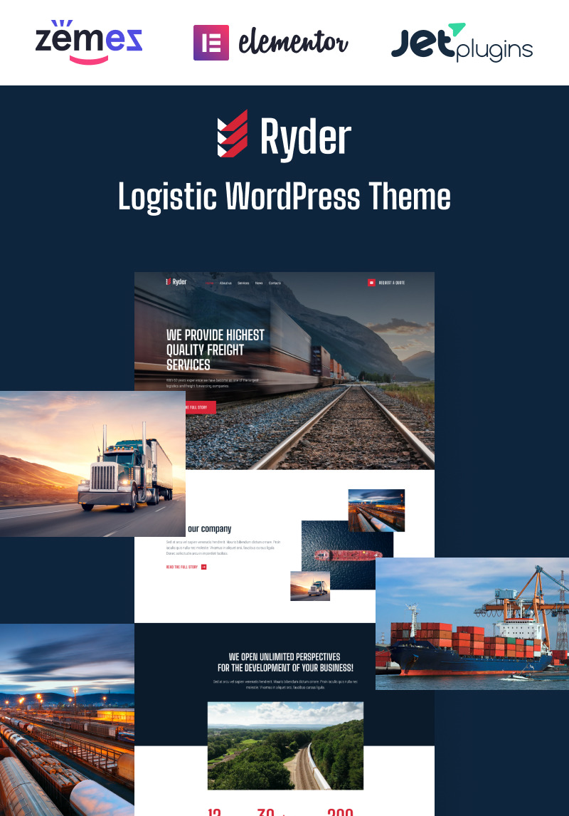 Ryder - Logistic Website Design for Moving Companies WordPress Theme #94816