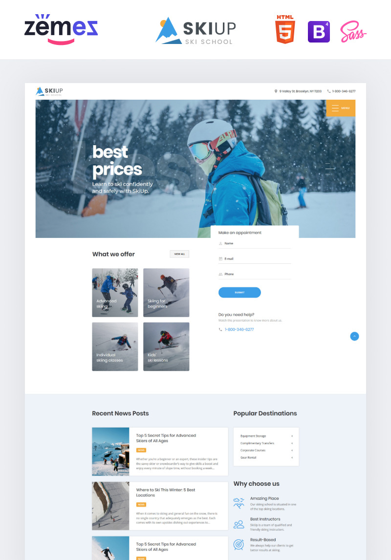 Ski School Website Design for Ski Courses
