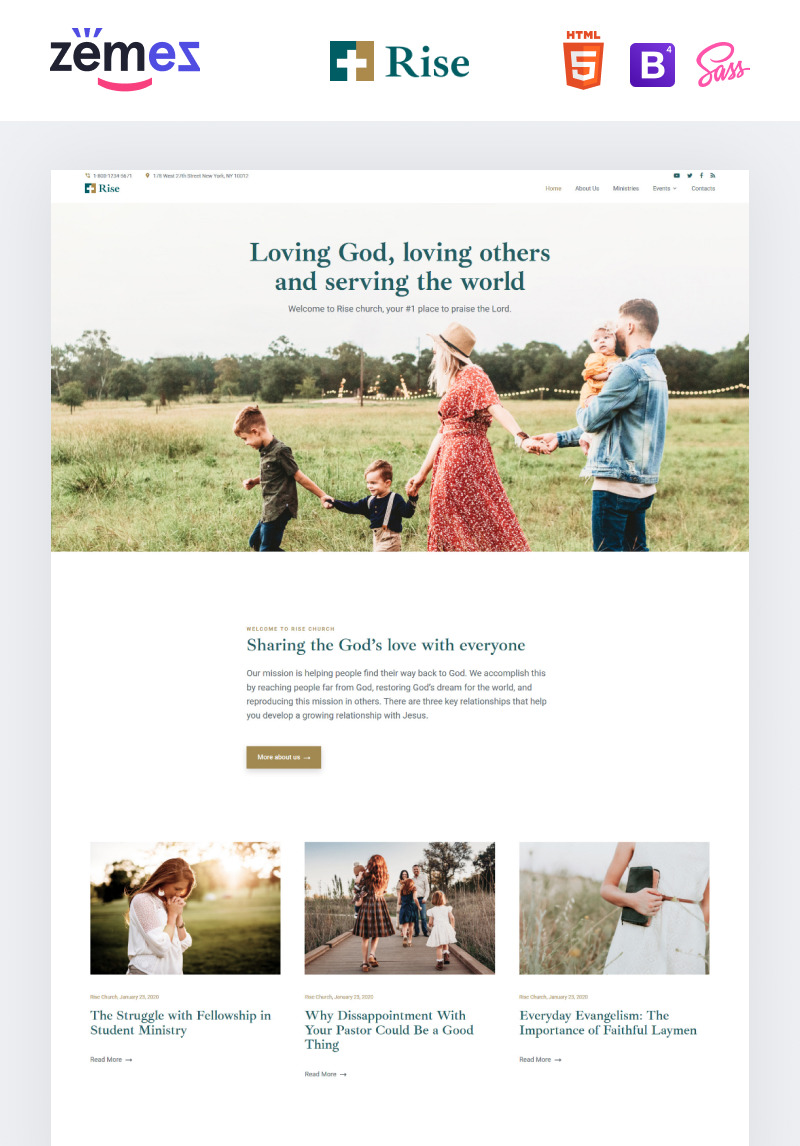 Rise - Responsive Church Website Template #99502